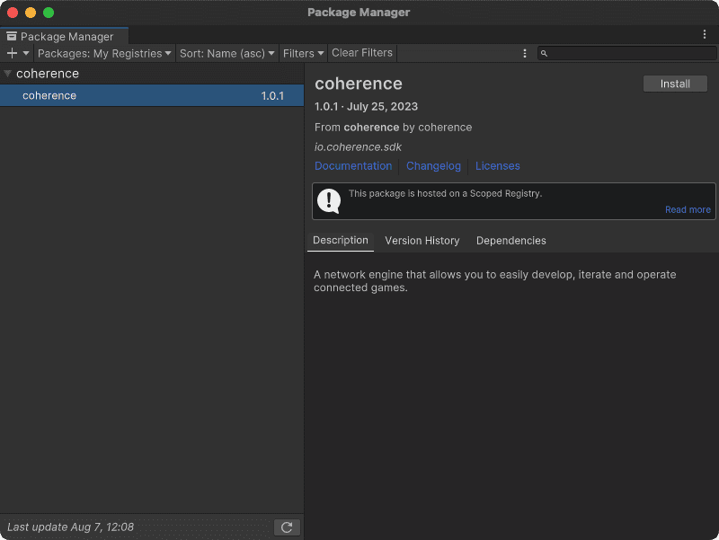 Unity Multiplayer Networking Install SDK | coherence